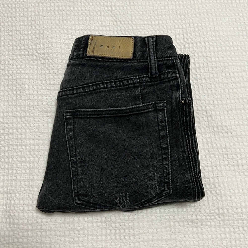 Mnml Mens 32 Black Skinny Distressed Moto Jeans - Gem